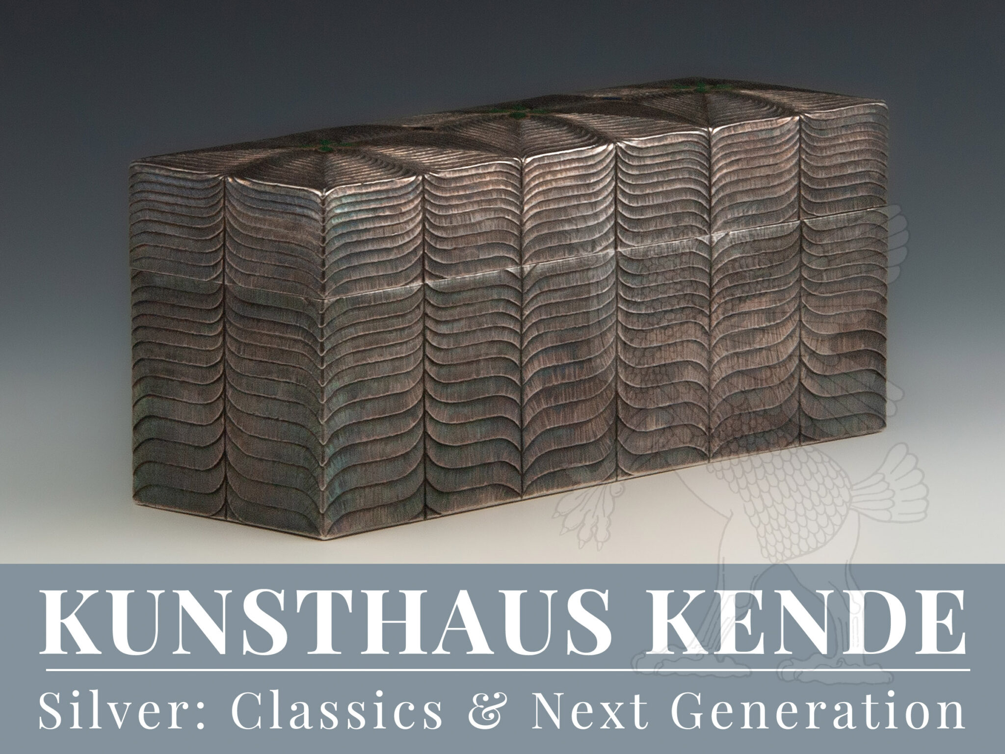 An exceptional fine silver Hatsuri Tagane lidded box in Fearn pattern ...