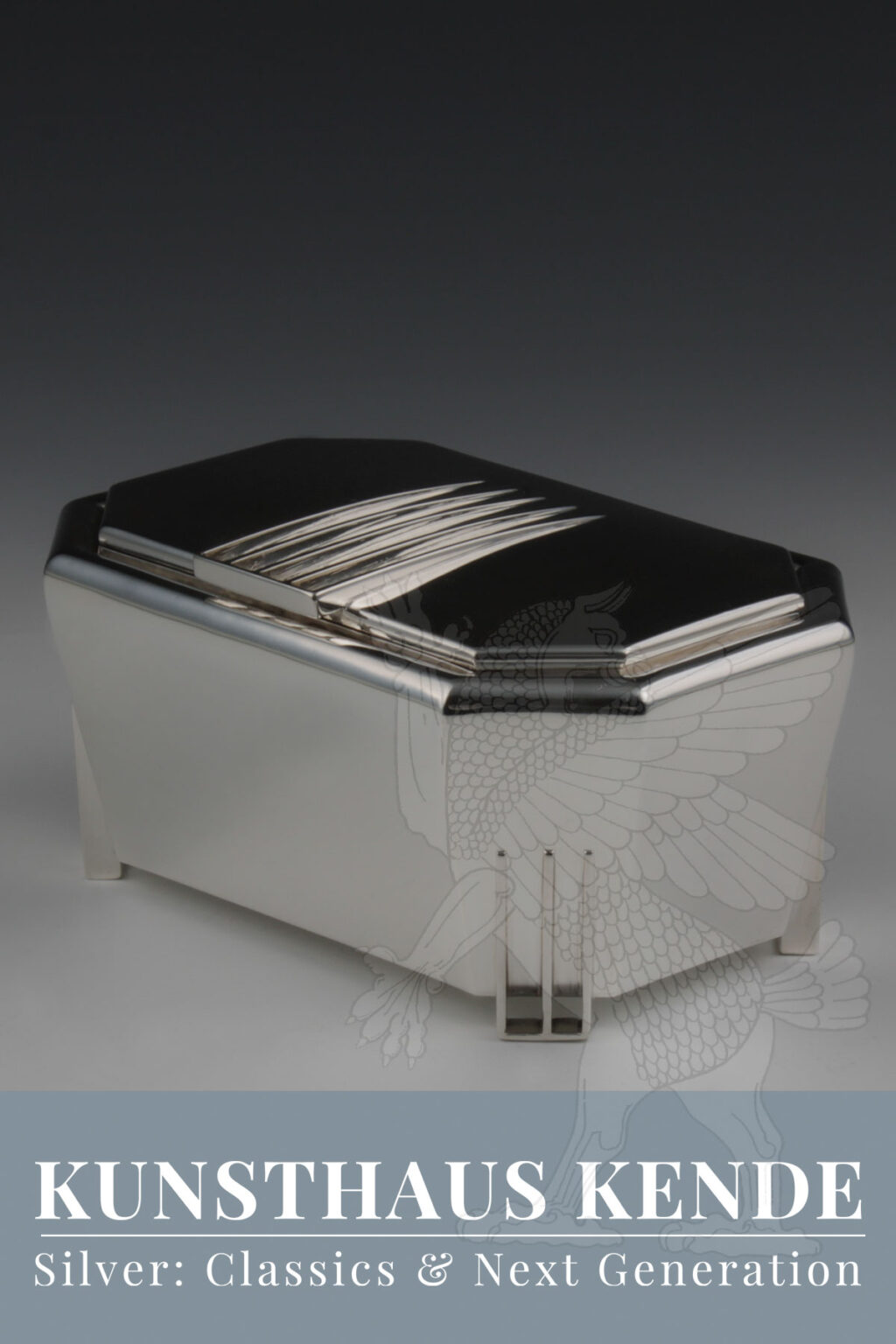 Art Déco Deckeldose 935er Silber, Budapest um 1940 – Kunsthaus Kende